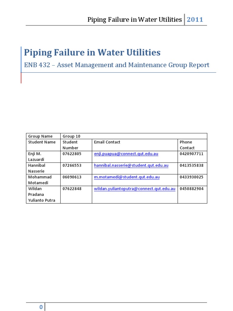 Piping Failure in Water Utilities | PDF | Water Supply Network | Leak
