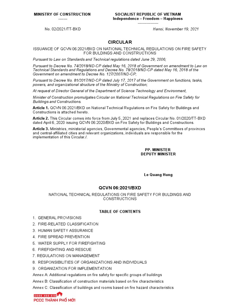 (Thietbipcccbinhduong - Com) QCVN 06 2021 BXD English | PDF | Firefighting | Wall