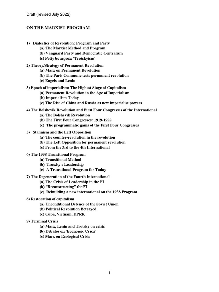 On The Marxist Program | PDF | Karl Marx | Marxism