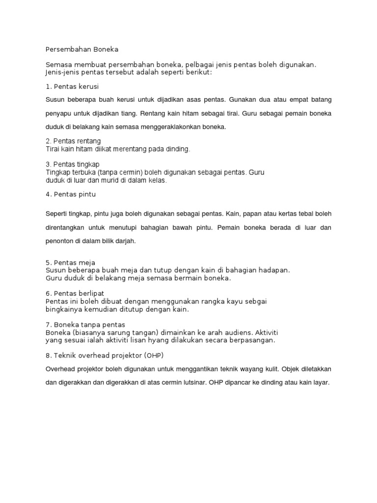 Pentas Boneka | PDF
