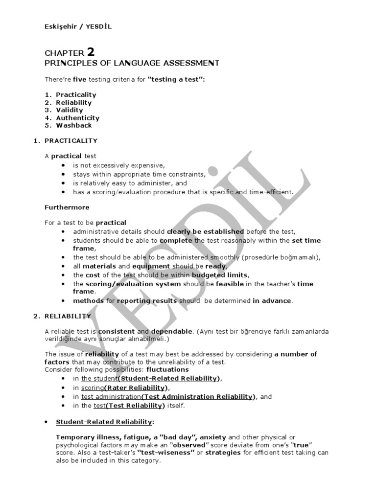 Language Assessment CHAPTER 2 | PDF | Test (Assessment) | Validity ...