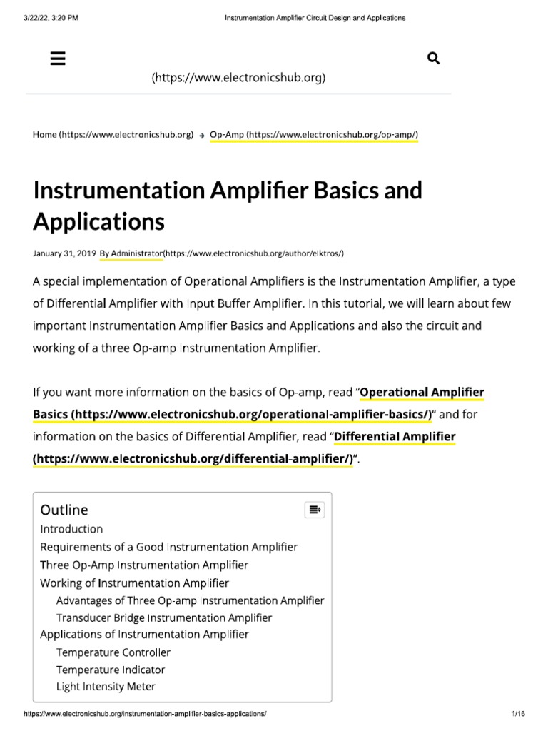 Instrumentation Amplifier | PDF