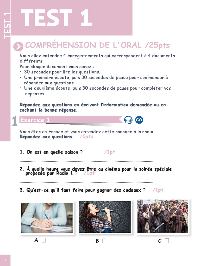Test A2 : Compréhension orale et écrite | PDF