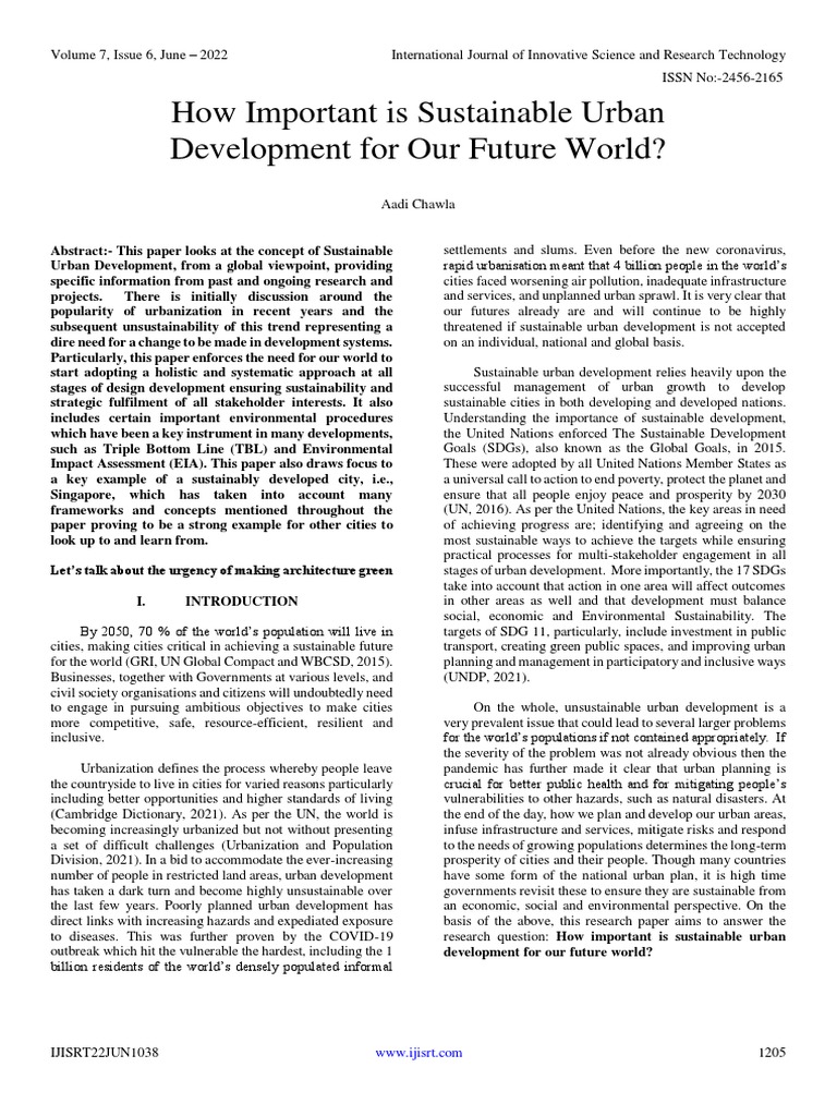 How Important Is Sustainable Urban Development For Our Future World ...