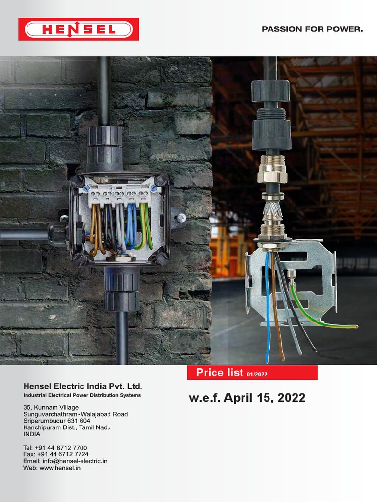 HENSEL Price List 2022 April 15 2022 Valid Till 30 06 2022 | PDF ...