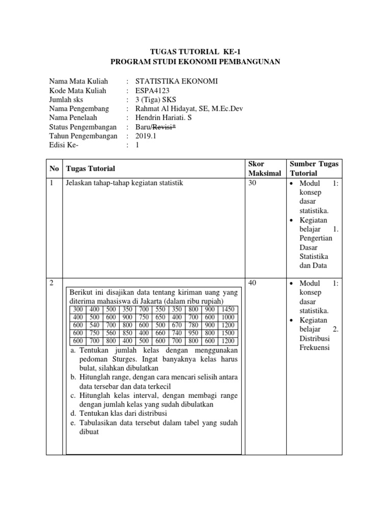 Soal Tugas Tutorial 1 - Espa4123 | PDF