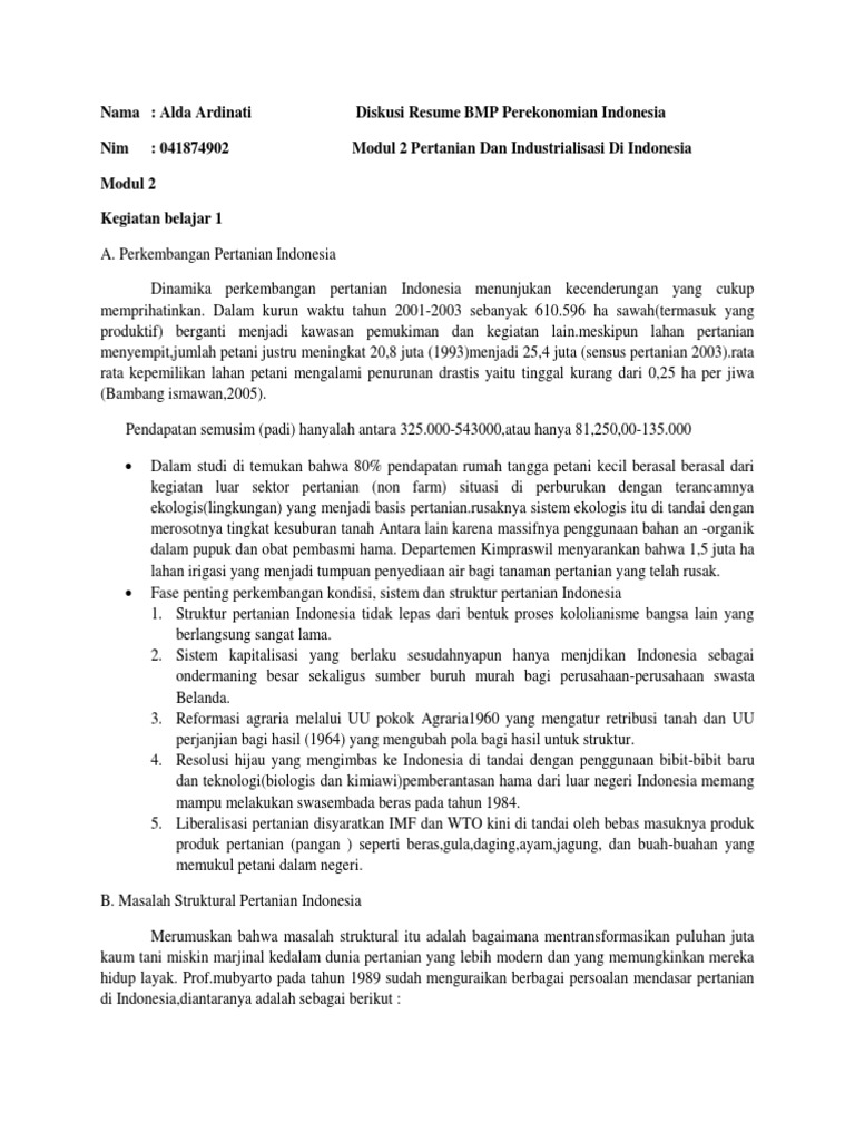 Diskusi 8 Perekonomian Indonesia (Resume Modul 2) | PDF