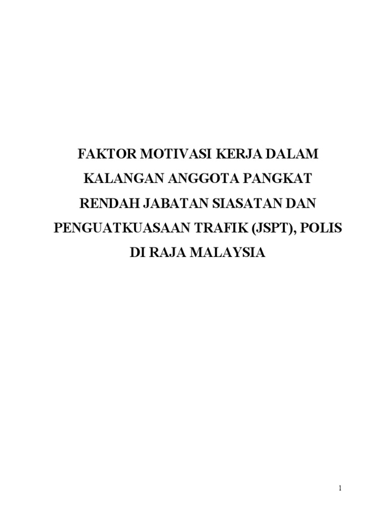 Motivasi Kerja Anggota Rendah JSPT PDRM | PDF | Sains & Matematika