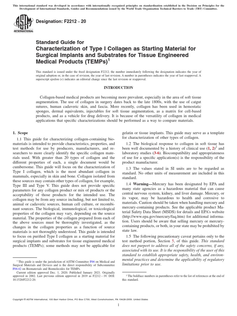 Characterization of Type I Collagen As Starting Material For Surgical ...