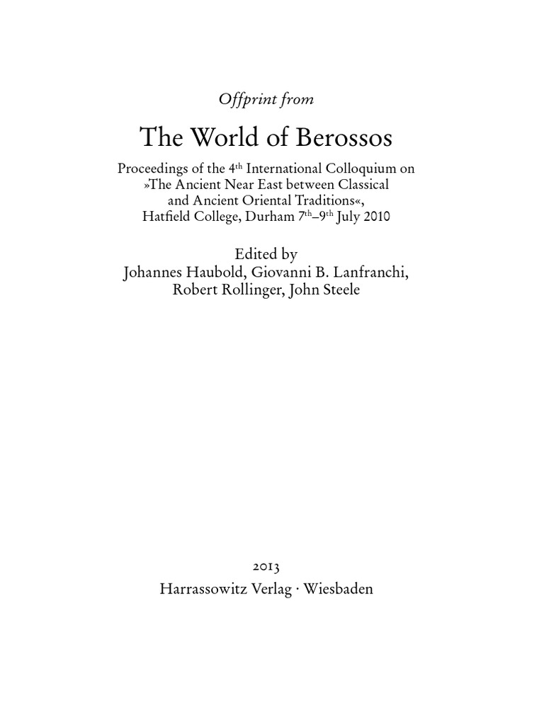 Berossos & Manetho: Historical Links | PDF