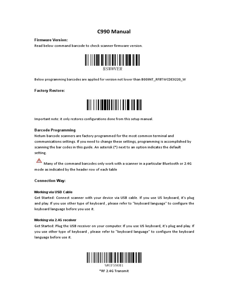 C990 Manual Part 1 | PDF | Barcode | Computer Keyboard