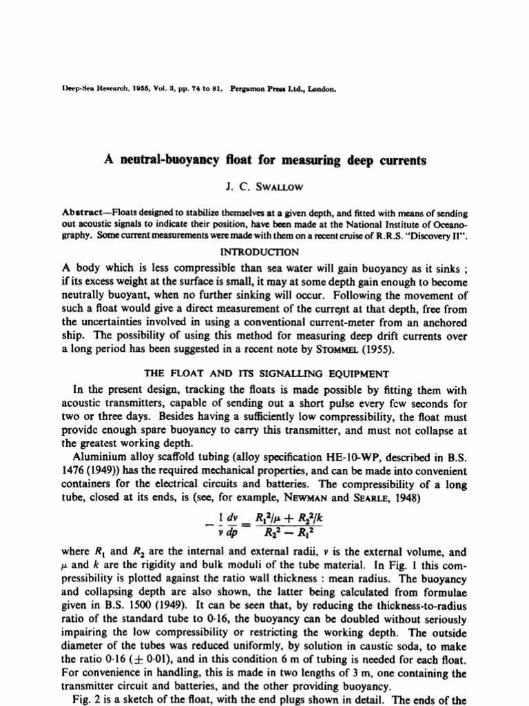 Neutral-Buoyancy Float for Deep Currents | PDF | Buoyancy | Tide