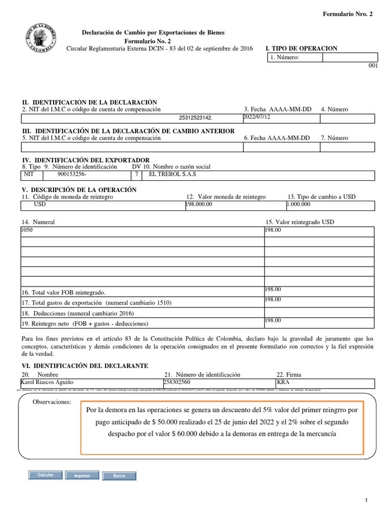 Formulario 2 15-2 K | PDF
