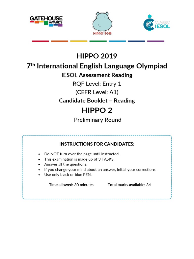 HIPPO 2 Reading Test Sample 2019 | PDF