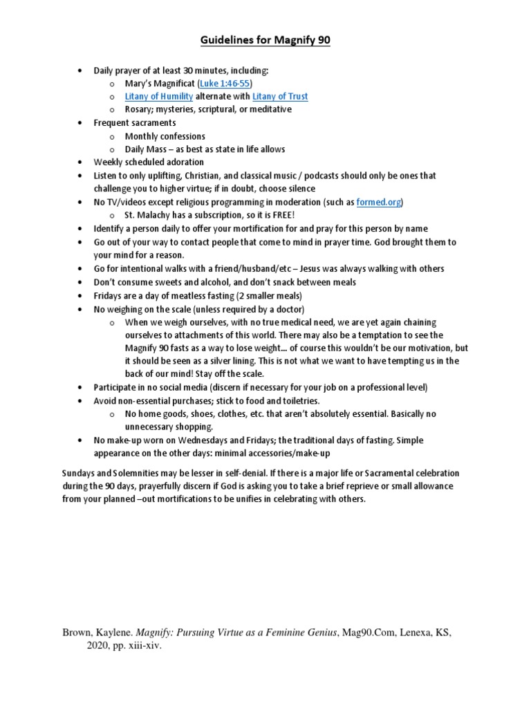 Magnify 90 Guidelines | PDF | Fasting | Prayer