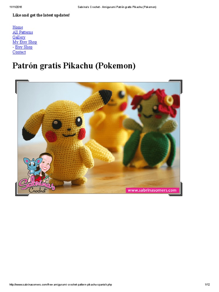 Sabrina's Crochet - Amigurumi Patrón Gratis Pikachu (Pokemon) | PDF ...