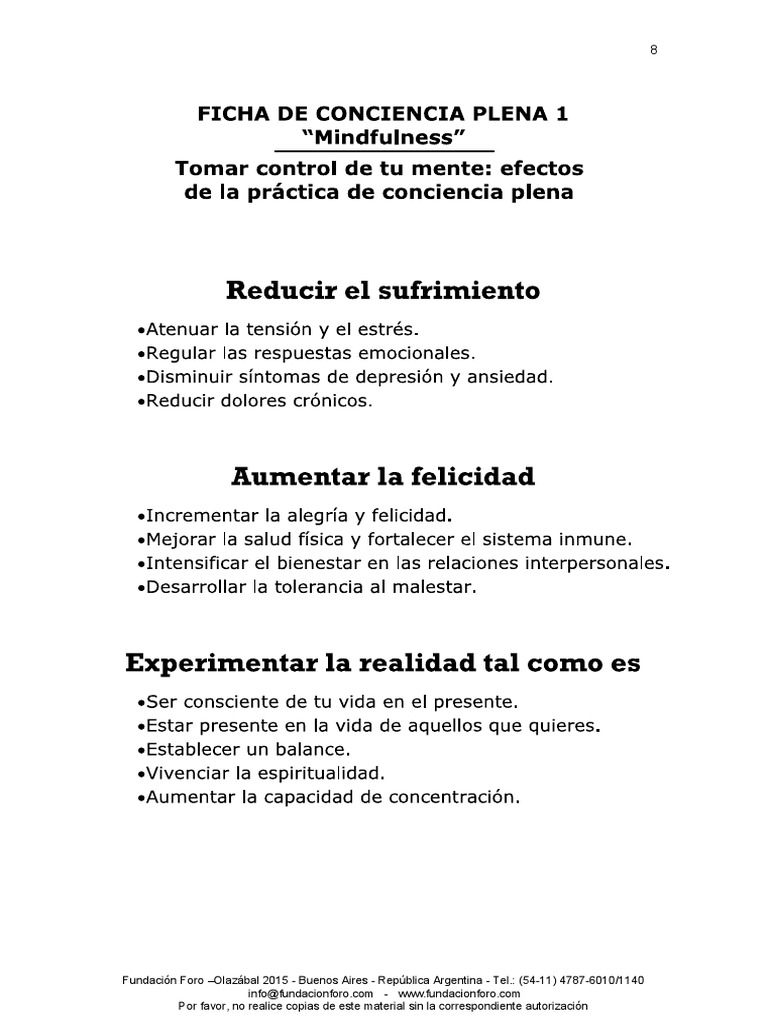Practica la Conciencia Plena | PDF | Mente | Las emociones