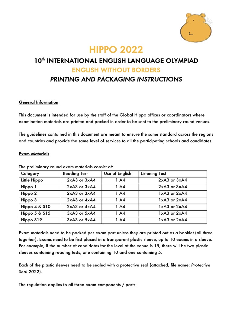 HIPPO 2022: 10 International English Language Olympiad | PDF | Image Scanner | Computing