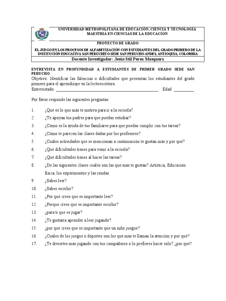 Entrevista Semiestructurada | PDF