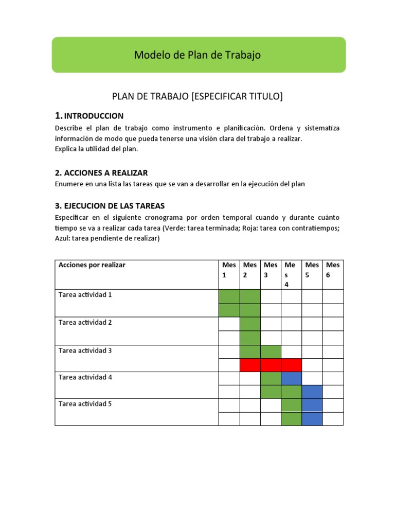 Modelo de Plan de Trabajo | PDF