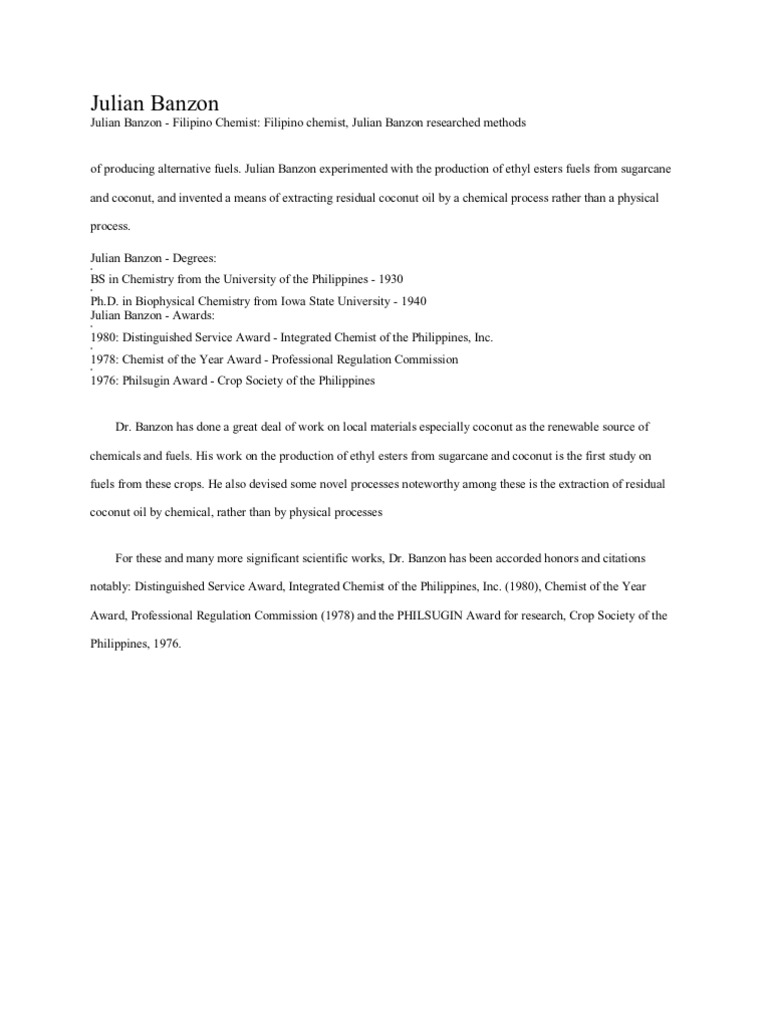Julian Banzon | PDF | Chemistry | Chemicals