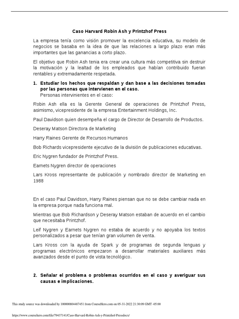 Innovación en Printzhof Press: Caso Ash | PDF | Business | Economias