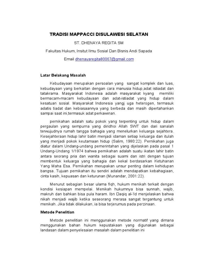 Tradisi Mappacci Suku Bugis | PDF | Kajian Bahasa Asing