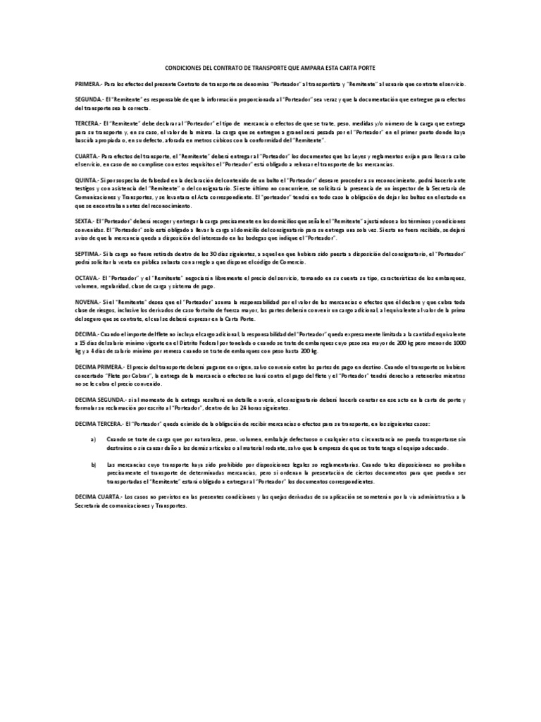 Reverso de La Carta Porte | PDF | Salario mínimo | Bienes