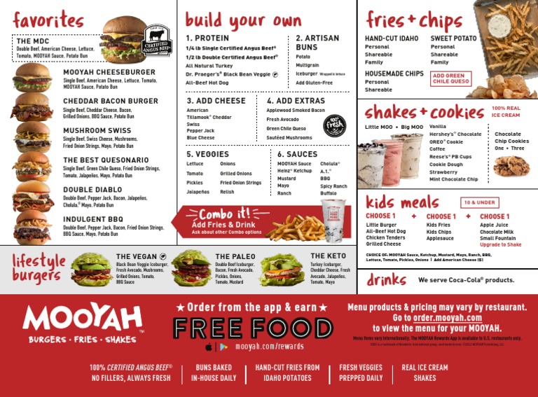 Mooyah Menu | PDF | Hamburgers | Food Ingredients