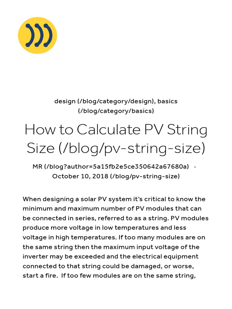 How To Calculate PV String Size - Mayfield Renewables | PDF ...