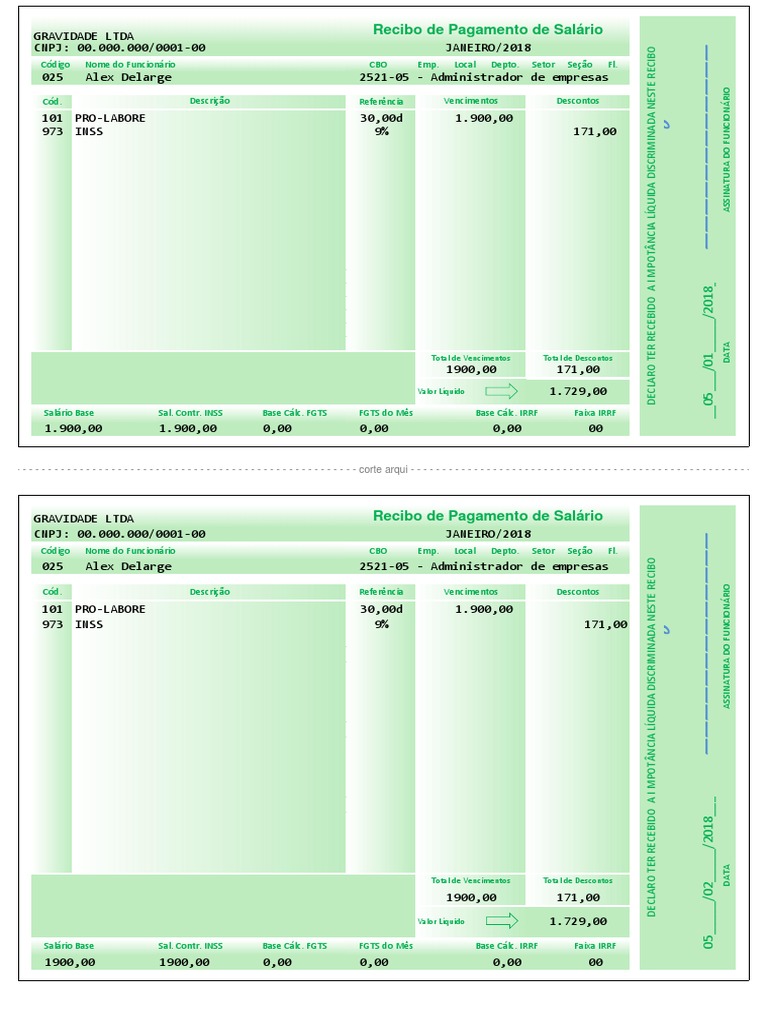 Modelo Holerite 01 | Download grátis PDF | Compensação de emprego | Despesa
