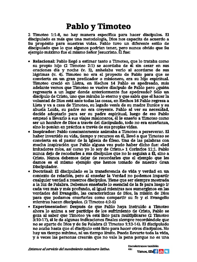 Pablo y Timoteo | PDF | Pablo el apóstol | Jesús