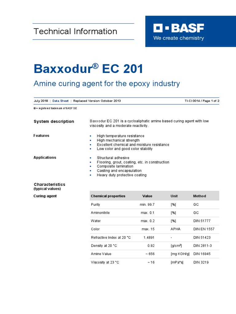 Baxxodur EC 201: Technical Information | PDF | Epoxy | Applied And ...