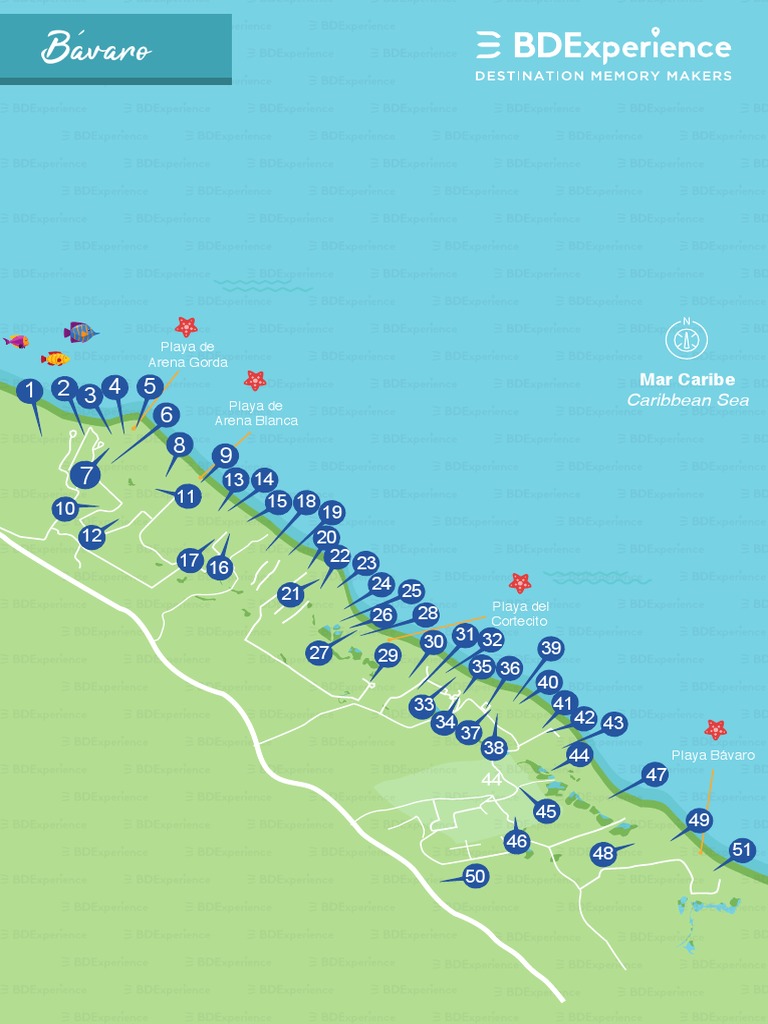 Map of Hotels and Resorts in Bávaro, Punta Cana and Cap Cana, Dominican ...
