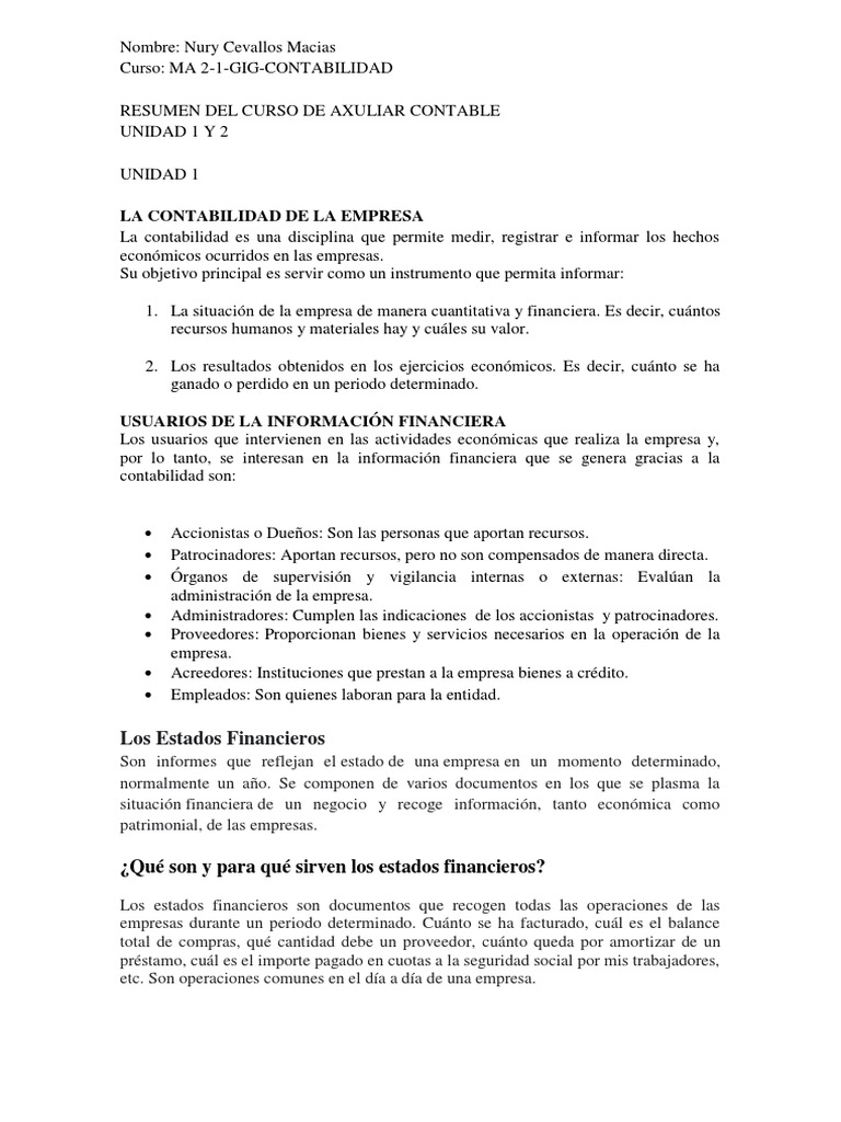 Resumen Auxiliar Contable | PDF | Contabilidad | Amortización (Negocio)