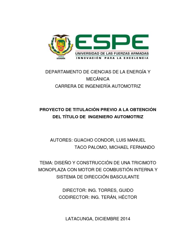 Diseño y Construcción de Una Tricimoto | PDF | Eje | Vehículos