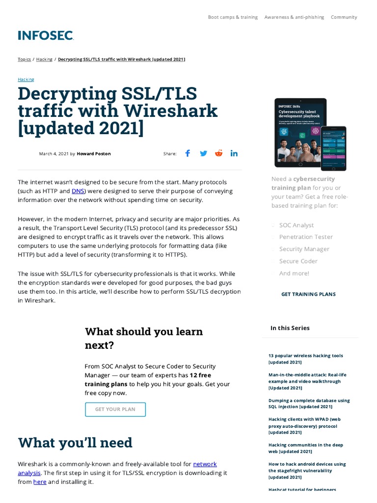 Decrypting SSL - TLS Traffic With Wireshark (Updated 2021) - Infosec Resources | PDF | Transport ...
