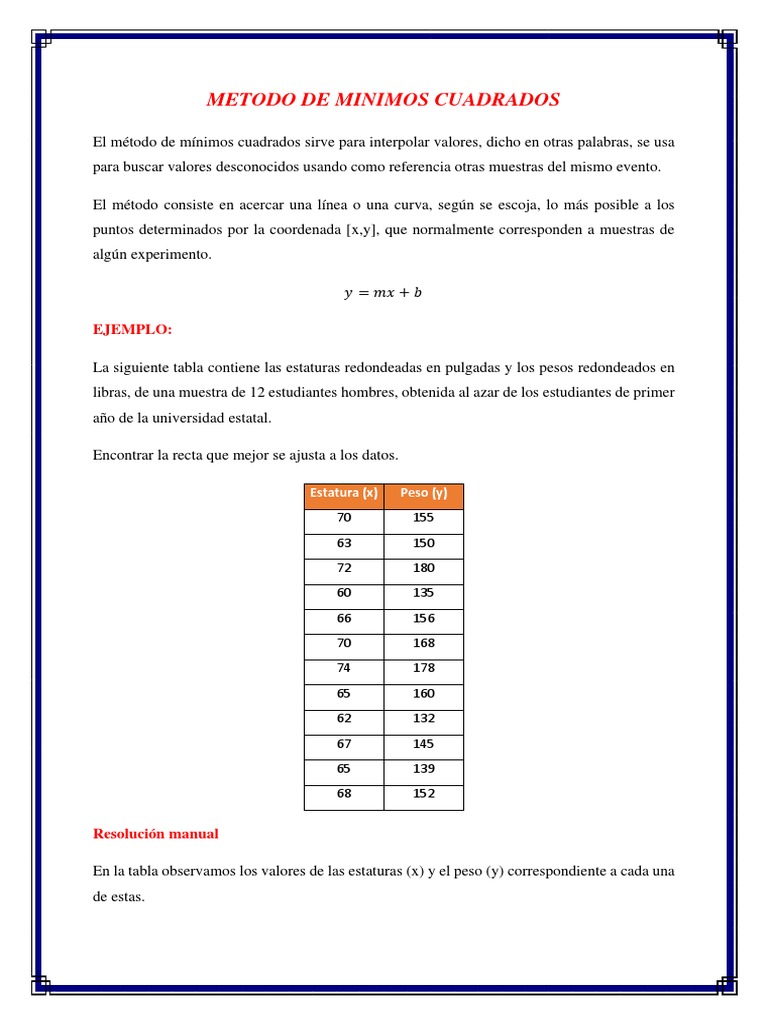 Metodo de Minimos Cuadrados | PDF | Ecuaciones | Matriz (Matemáticas)