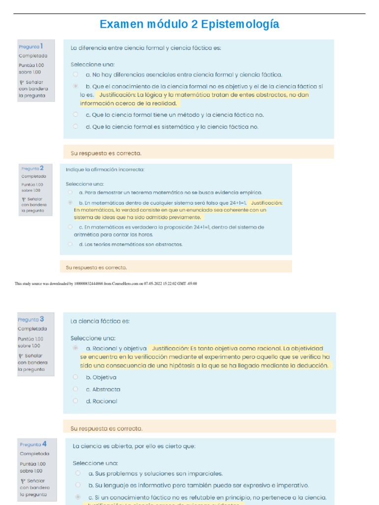 Examen M Dulo 2 Epistemolog A | PDF