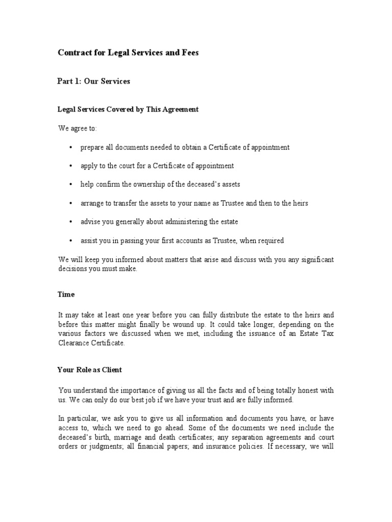 Legal Services and Fees Contract Form | PDF | Paralegal | Lawyer