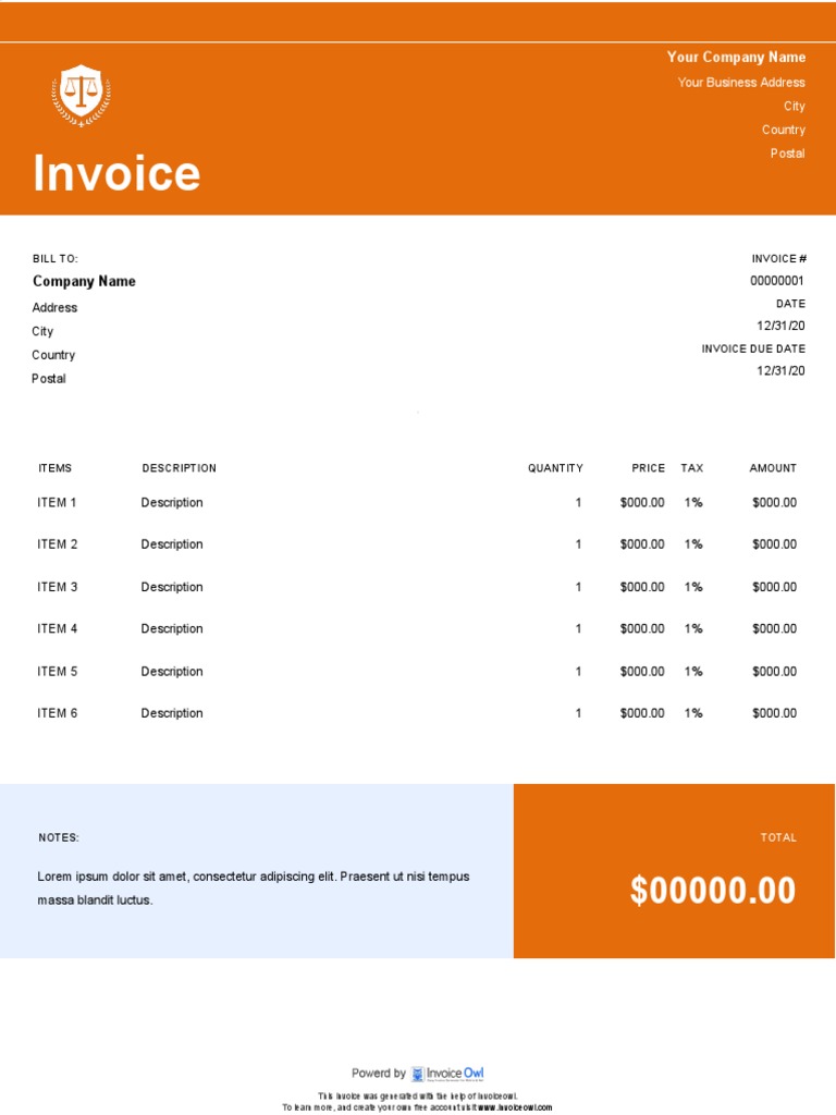 Professional - Legal-Invoice-Template-Word | PDF