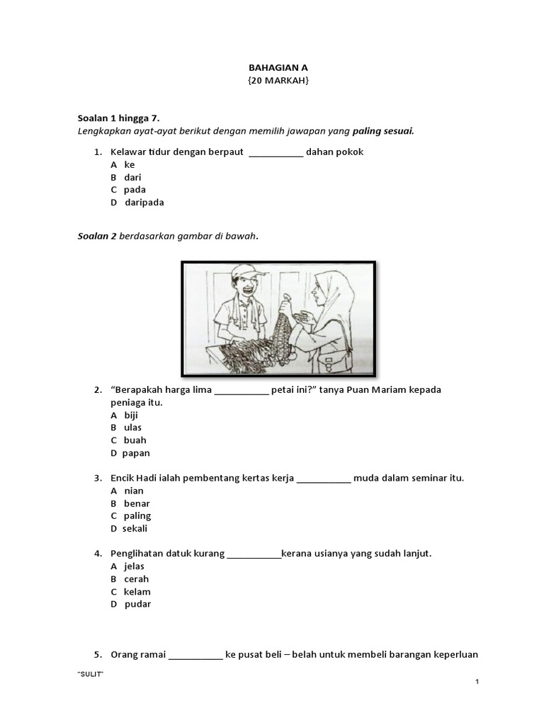 Lengkapkan Ayat-Ayat Berikut Dengan Memilih Jawapan Yang Paling Sesuai | PDF