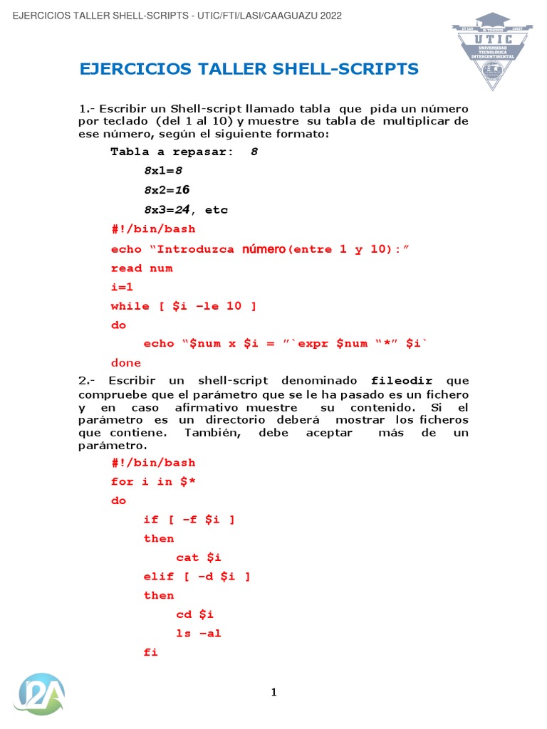 Ejercicitario Taller de Programacion Shell Script | PDF | Archivo de ... Ejercicitario Taller de Programacion Shell Script | PDF | Archivo de ...
