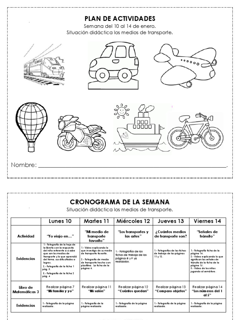 Cuadernillo Medios de Transporte 10-14 Enero | PDF | Evaluación ...