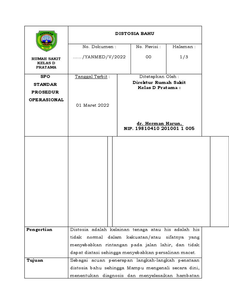 Spo Distosia Bahu | PDF