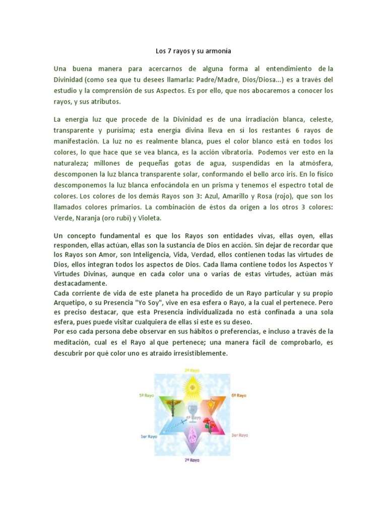 Los 7 Rayos y Sus Decretos | PDF | Color | Ligero