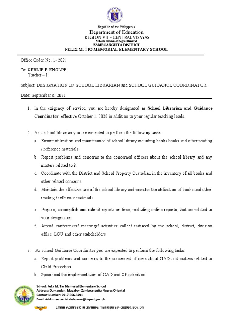 Designation 2021 | PDF | Librarian | School Library