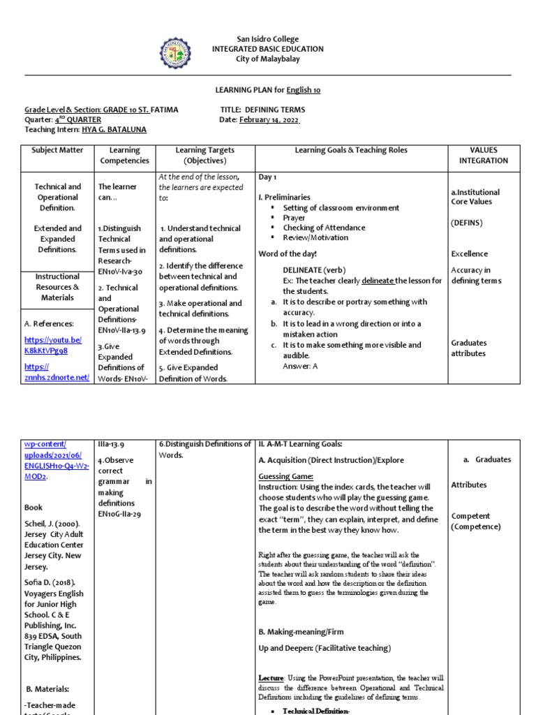 Learning Plan - Operational, Technical Expanded, and Extended ... Learning Plan - Operational, Technical Expanded, and Extended ...