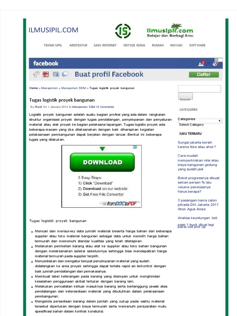 PDF Tugas Logistik Proyek Bangunan | PDF