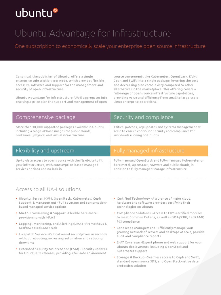 Ubuntu Advantage +datasheet-2019 | PDF | Open Stack | Cloud Computing